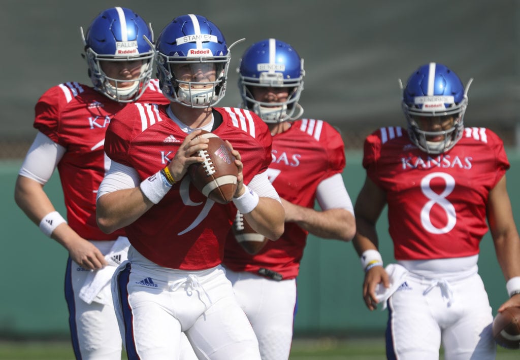 KU’s QB competition ‘elevated’ with 3 candidates in mix to start | News ...